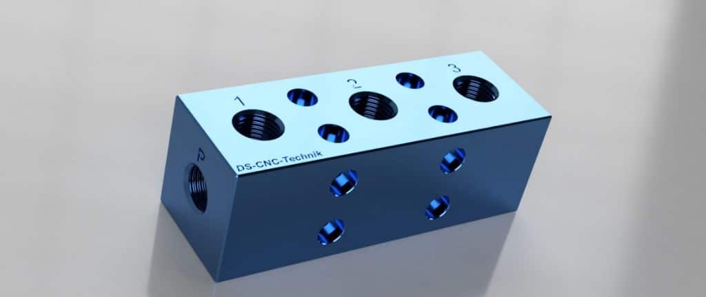 Medienverteiler Fünf Anschlüsse (Alu Eloxiert) – DS-CNC-Technik